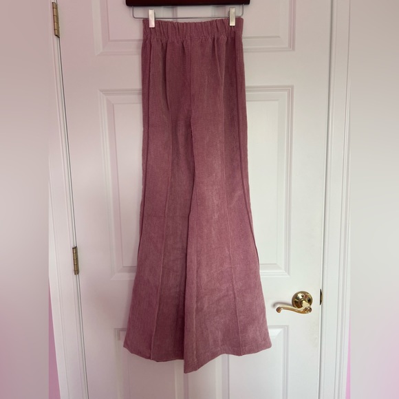 Pants & Jumpsuits | Ribbed Flare Pants In Dusty Rose | Poshmark